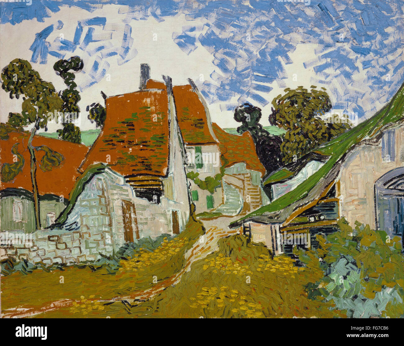 VAN GOGH: STREET IN AUVERS. /n'Street in Auvers-sur-Oise.' Oil on ...