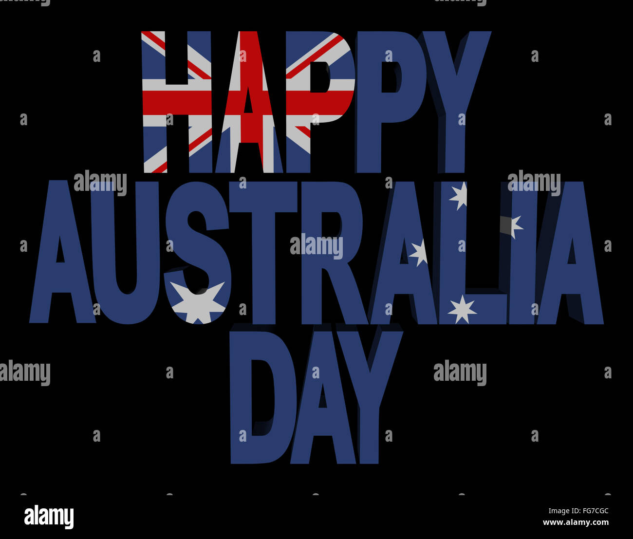 Happy Australia Day flag text illustration Stock Photo - Alamy