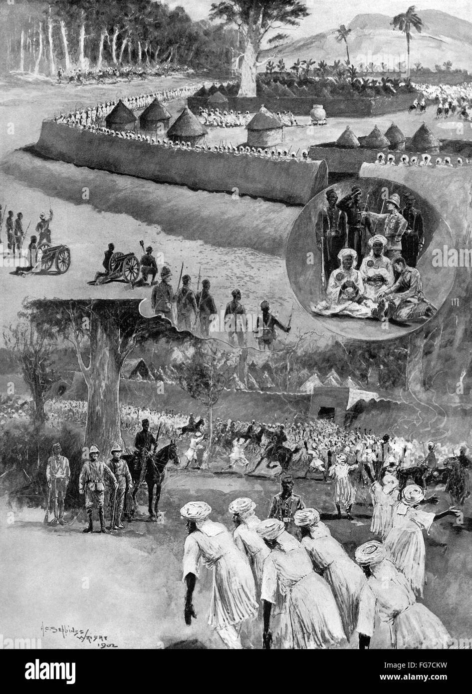 NIGERIA: REBELLION, 1902. /nBritish forces quelling the uprising led by ...
