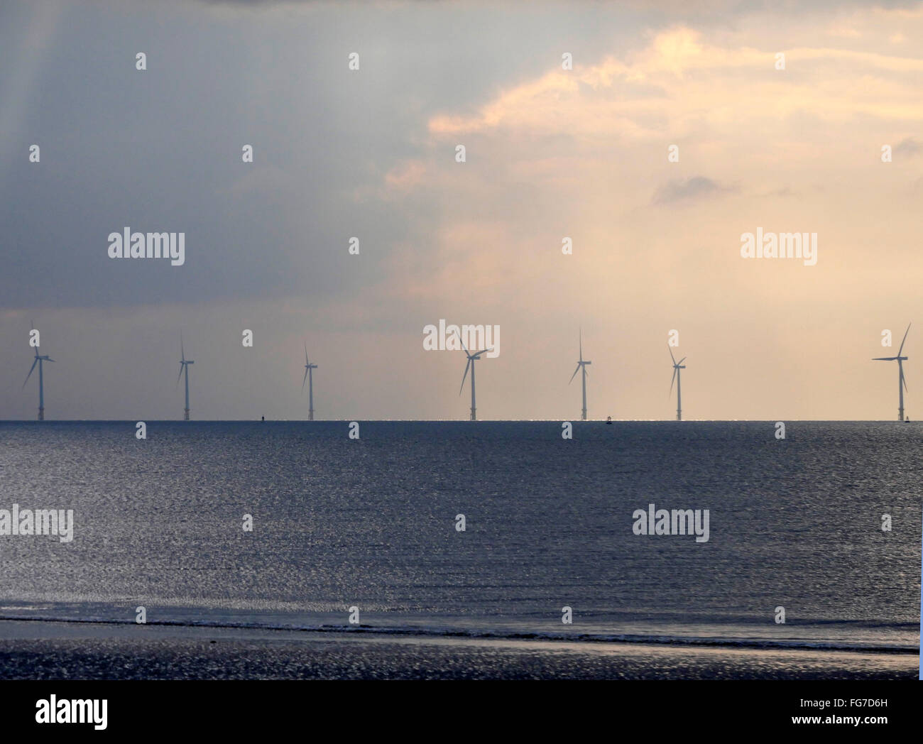 Burbo Bank Wind Farm in the River Mersey Stock Photo - Alamy
