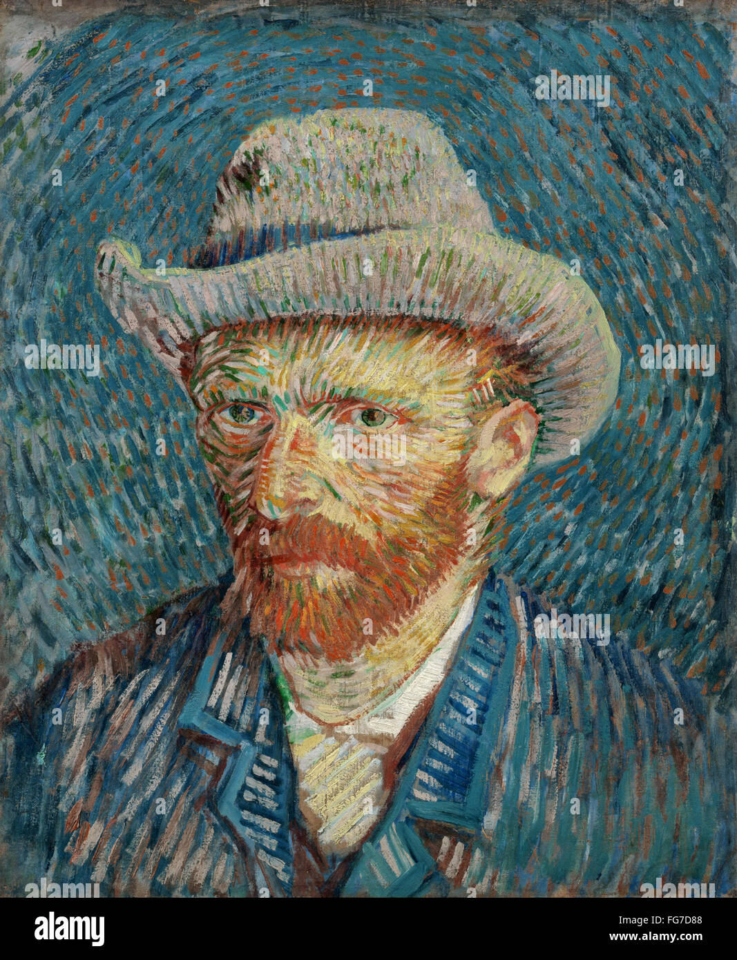 VAN GOGH: SELF PORTRAIT. /n'Self Portrait with Felt Hat.' Oil on canvas ...