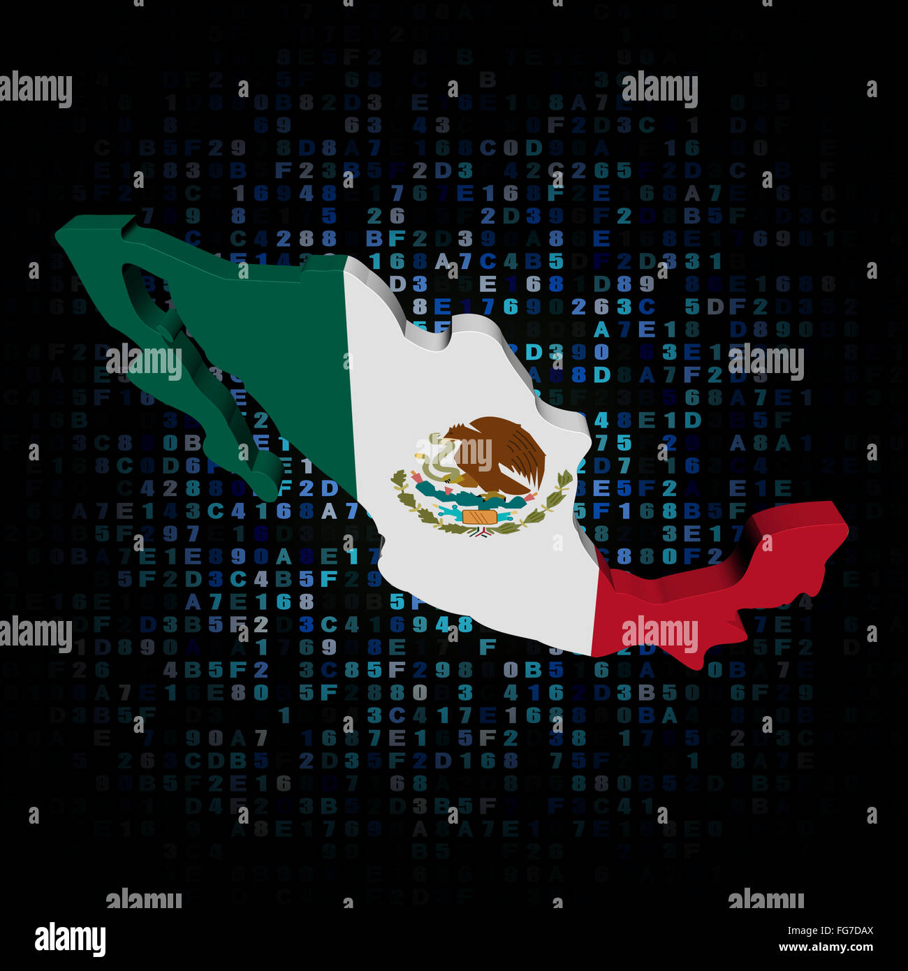 Mexico map flag hex code illustration Stock Photo - Alamy