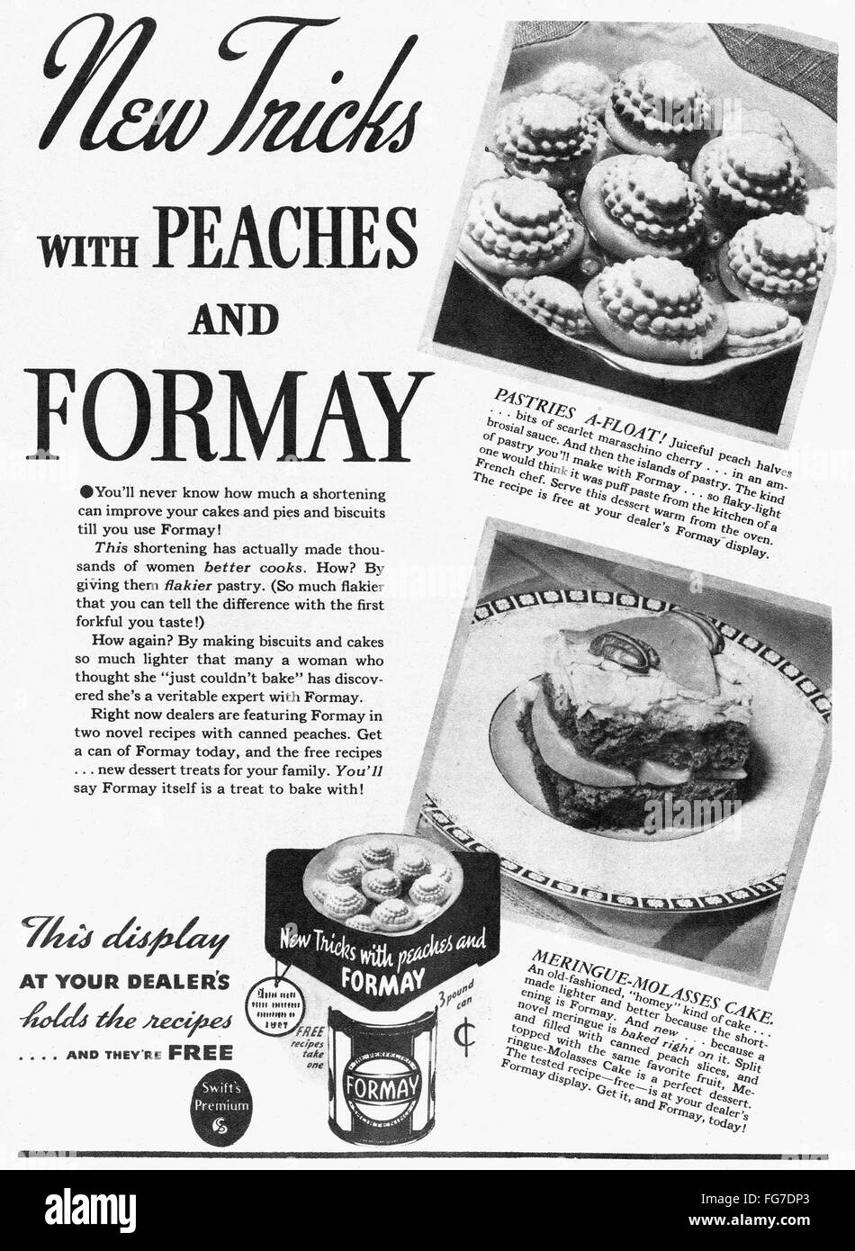 AD: SHORTENING, 1937. /nAmerican magazine advertisement for Formay ...