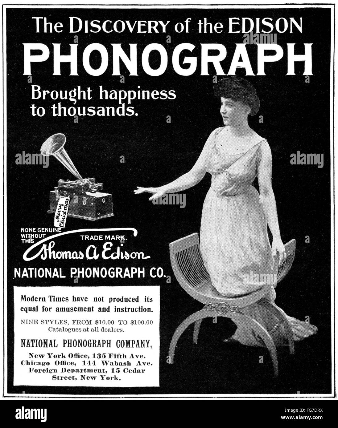AD: PHONOGRAPH, 1901. American magazine advertisement for the Thomas A ...