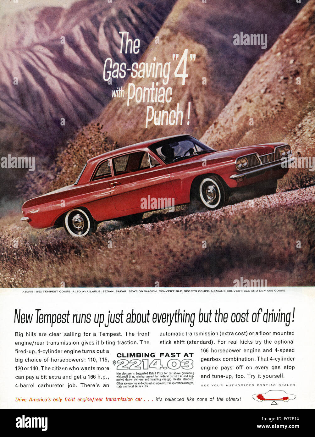 AD: PONTIAC, 1962. /nAmerican advertisement for Pontiac. Photograph ...