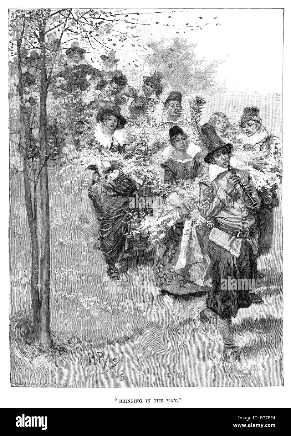 PYLE: MAY DAY. /n'Bringing in the May.' Engraving after a drawing by ...