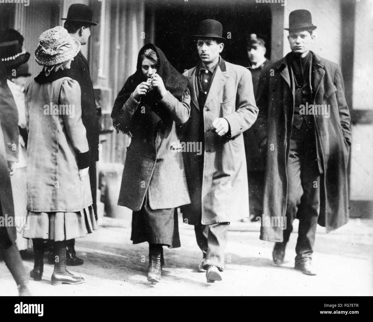 TRIANGLE FACTORY FIRE. /nPeople gathered near the Triangle Shirtwaist ...
