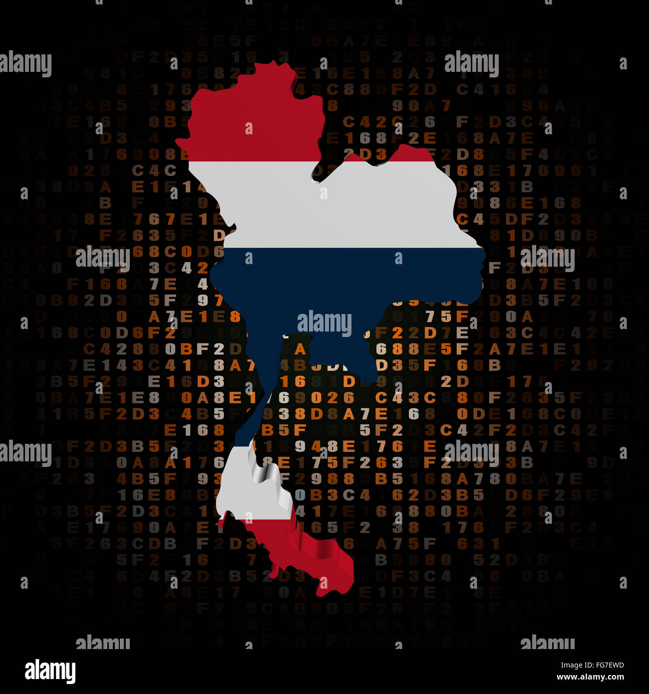 Thailand map flag on hex code illustration Stock Photo - Alamy