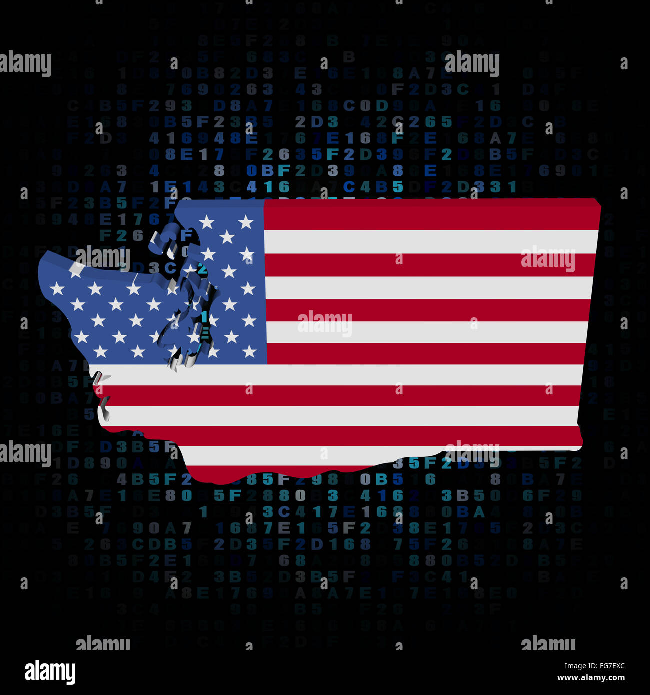 Washington map flag on hex code illustration Stock Photo - Alamy