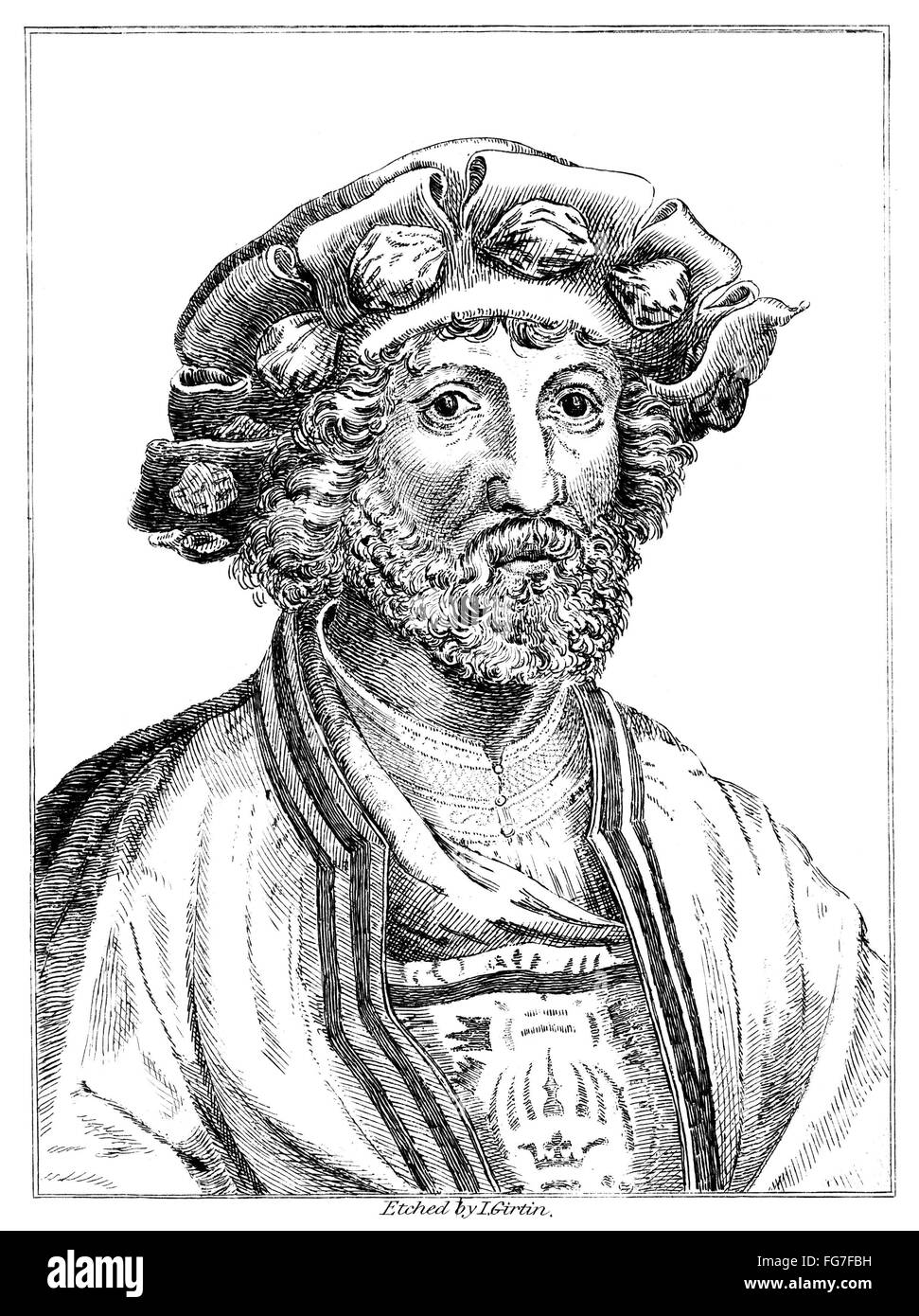JAN GOSSAERT (1499-1562). /nFlemish painter. Etching by I. Girtin ...