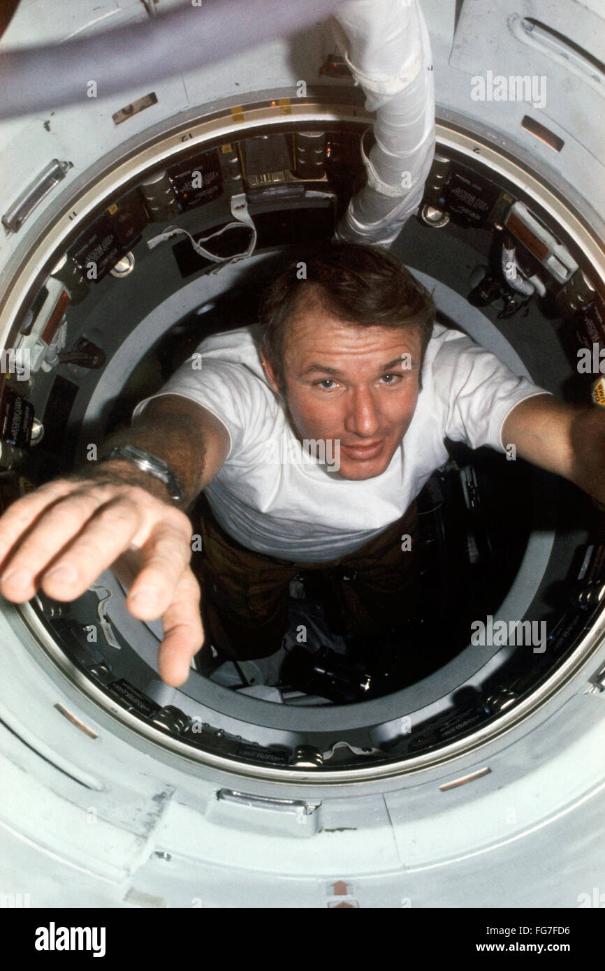 APOLLO-SOYUZ, 1975. /nAmerican astronaut Vance Brand in the hatchway ...