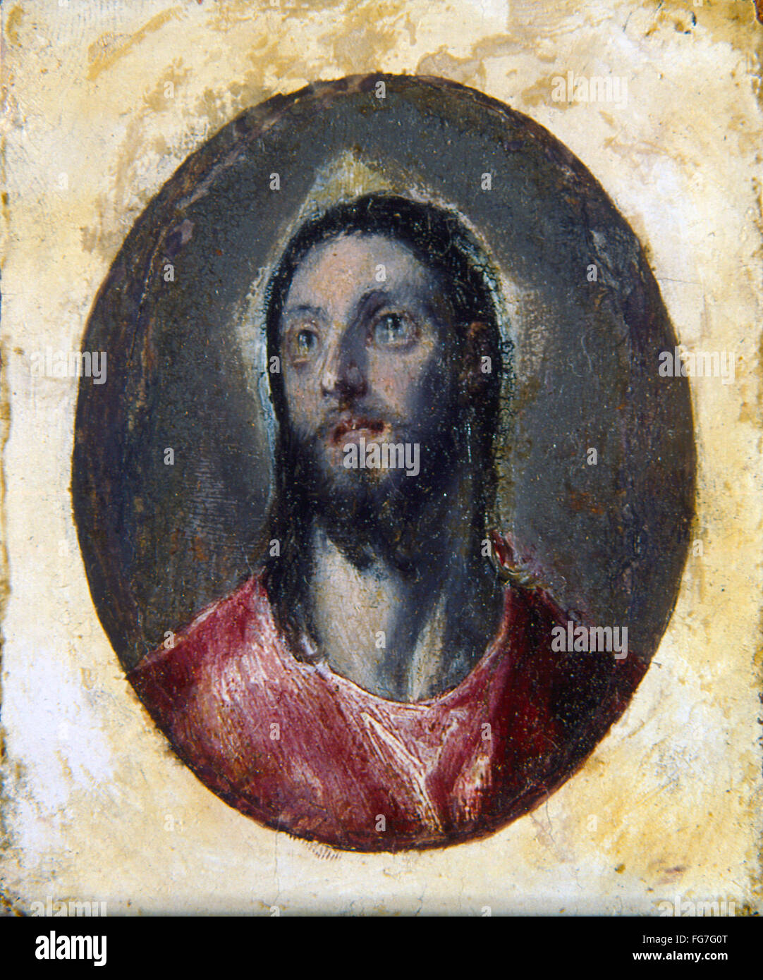 EL GRECO: CHRIST, c1600. /n'Head of Christ.' Oil painting by El Greco ...