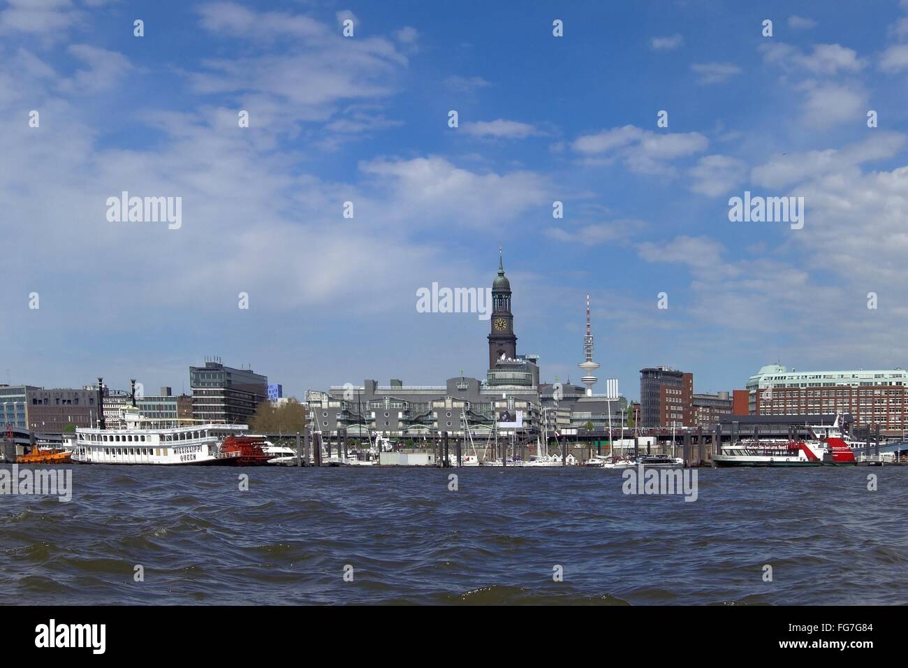 geography / travel, Germany, Hamburg, city view, view from the Elbe ...