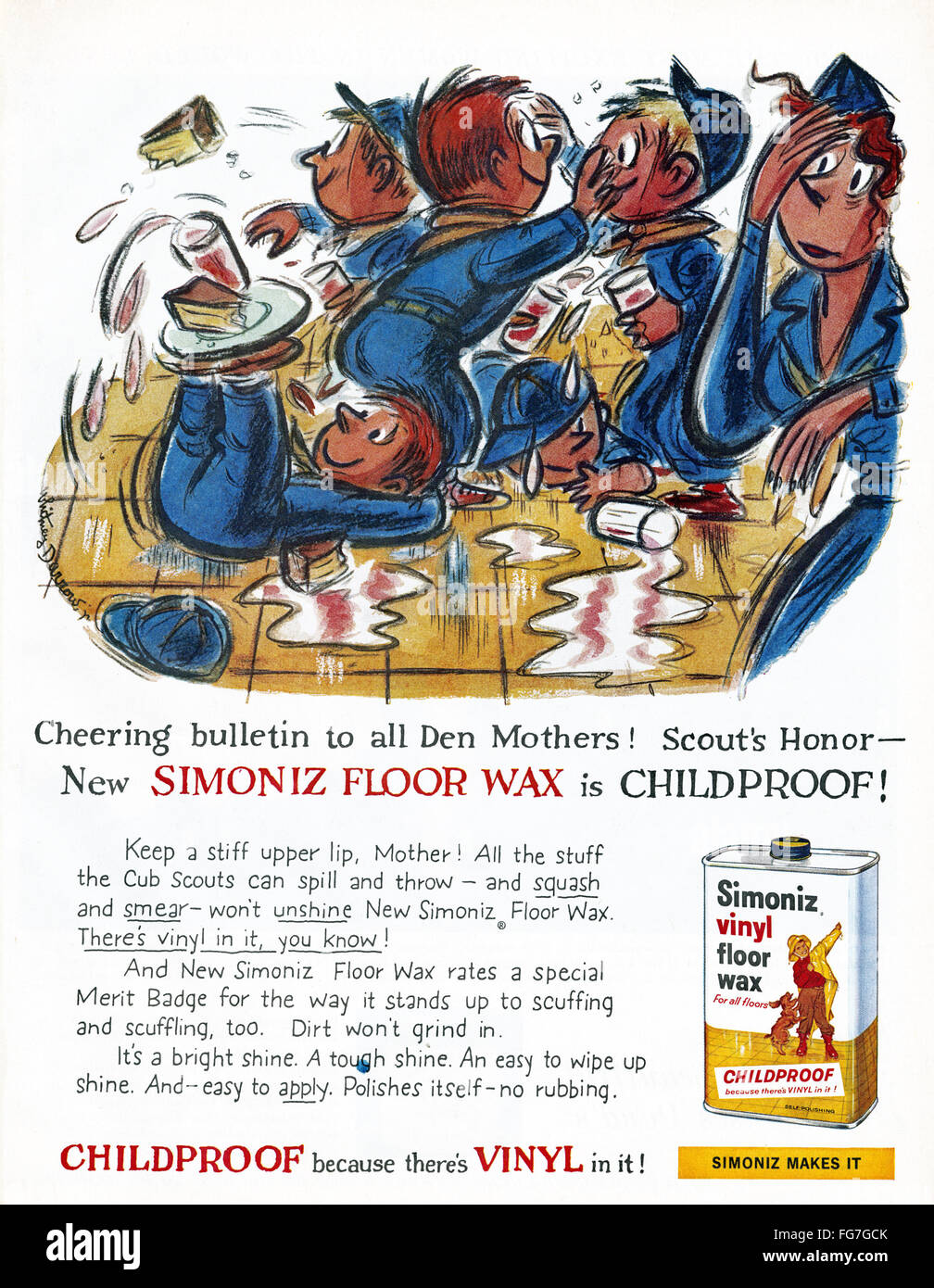 AD: FLOOR WAX, 1959. /nAmerican advertisement for Simoniz vinyl floor ...