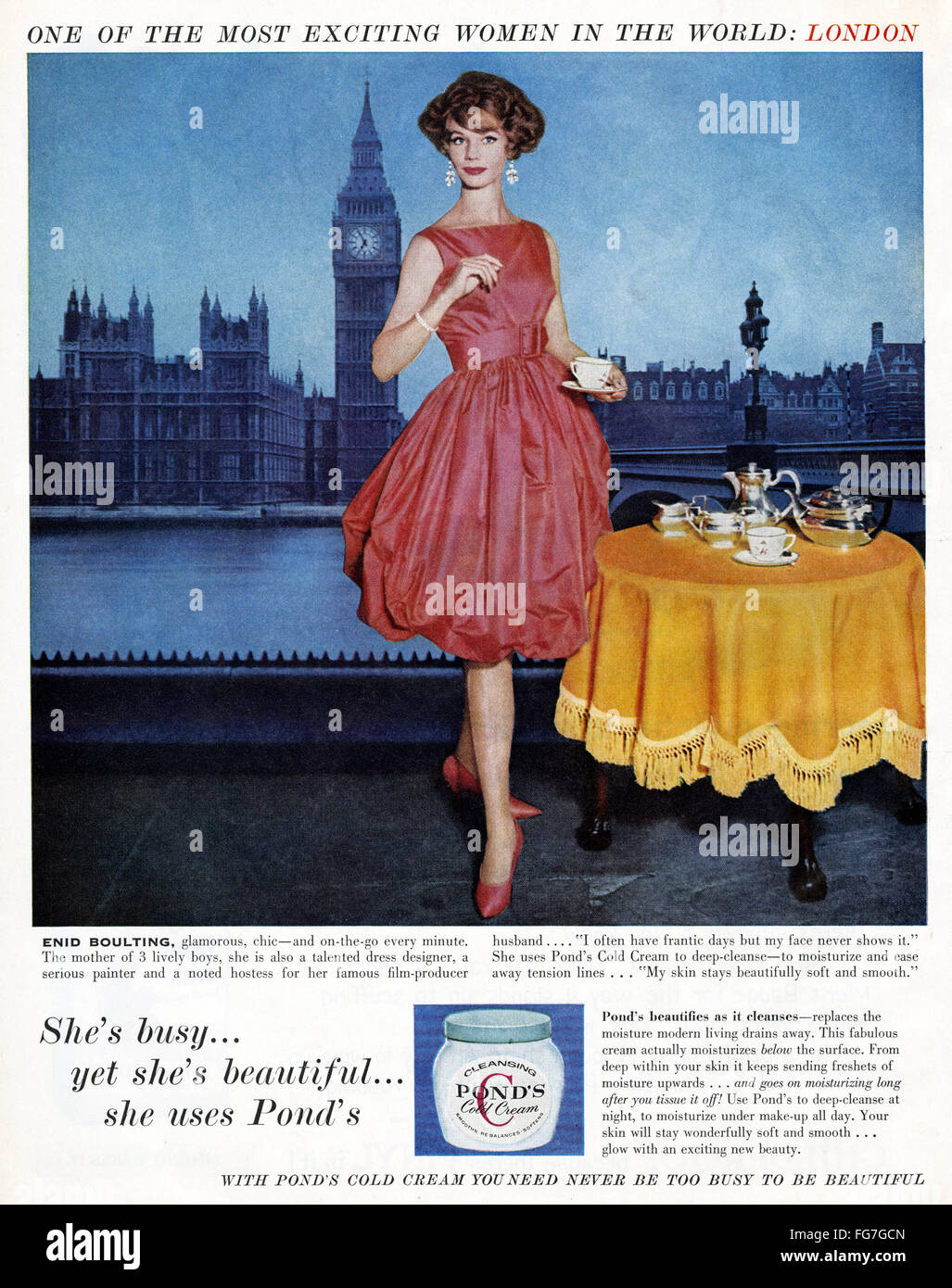 AD: POND'S COLD CREAM, 1959. /nAmerican advertisement for Pond's cold ...