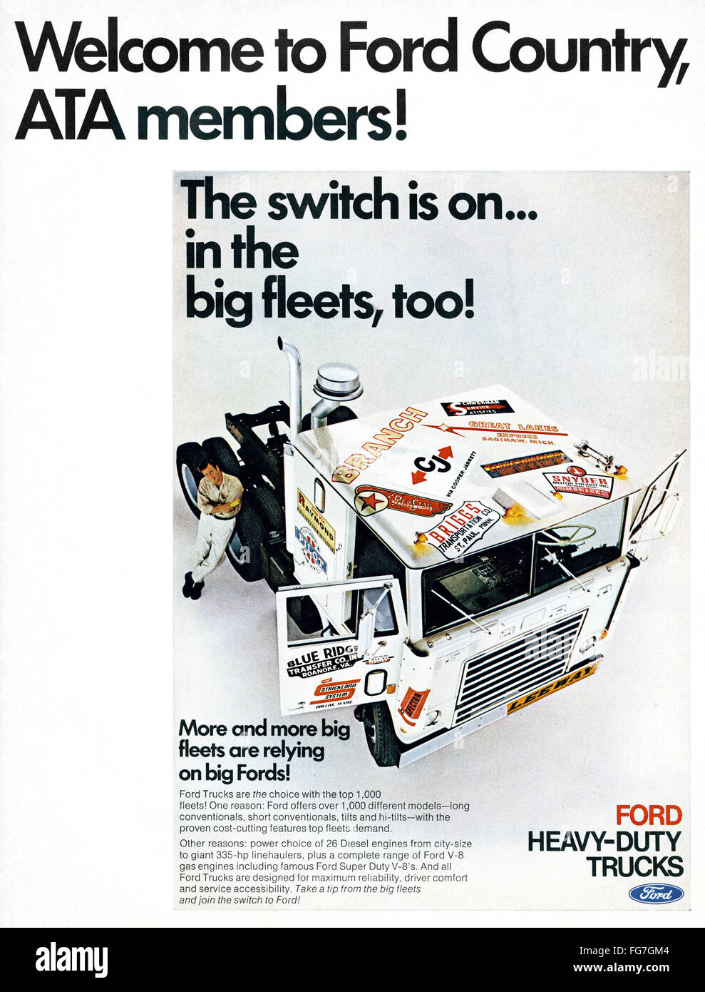 AD: FORD, 1968. /nAmerican advertisement for Ford trucks. Photograph ...