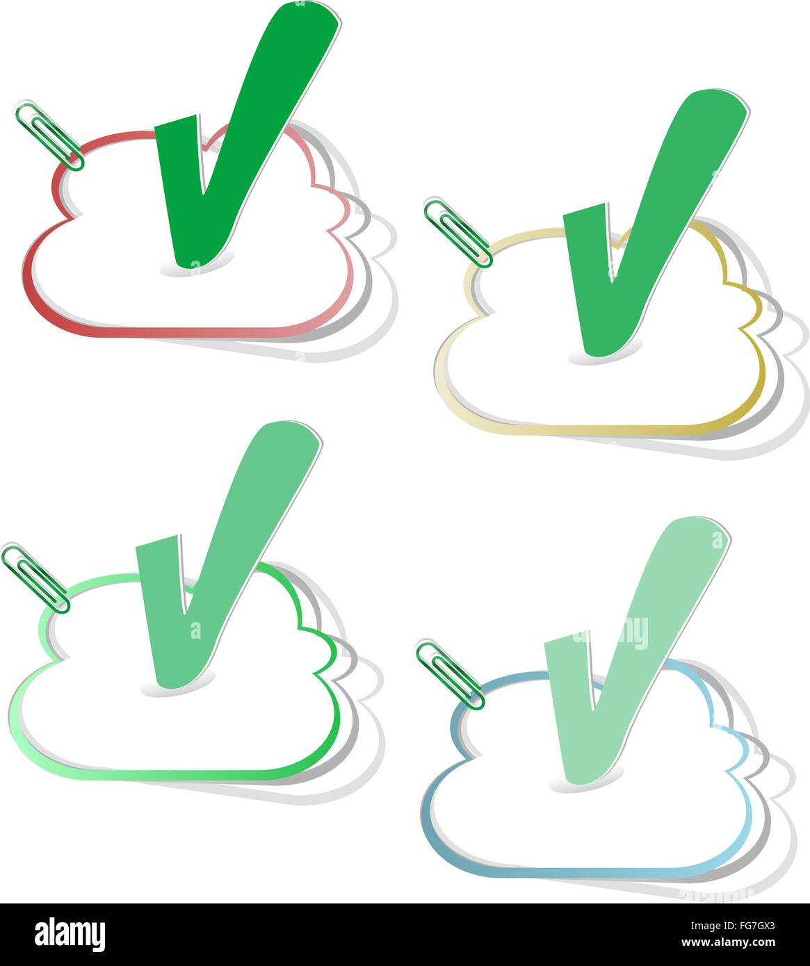 check mark button vector stickers set Stock Photo - Alamy