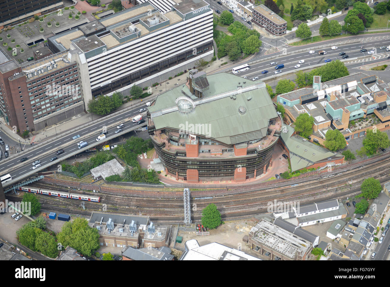 An aerial view of The Ark office building in Hammersmith, London Stock ...