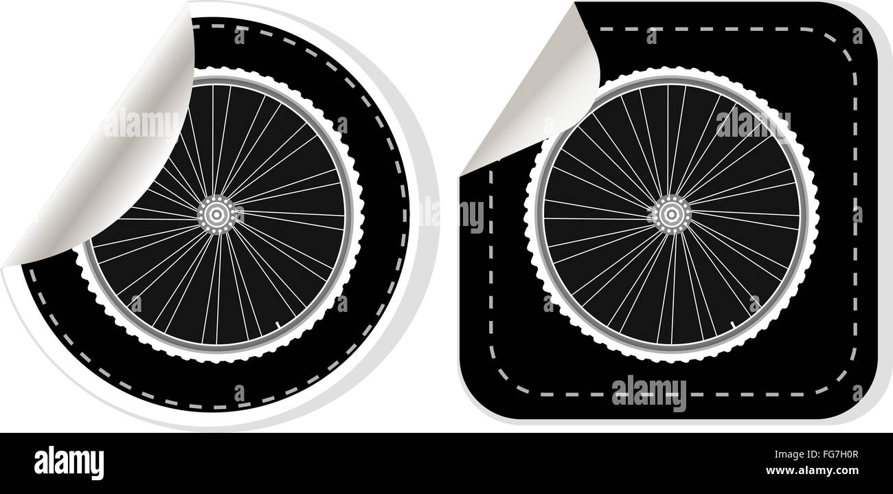vector white bike wheel sticker set Stock Photo - Alamy
