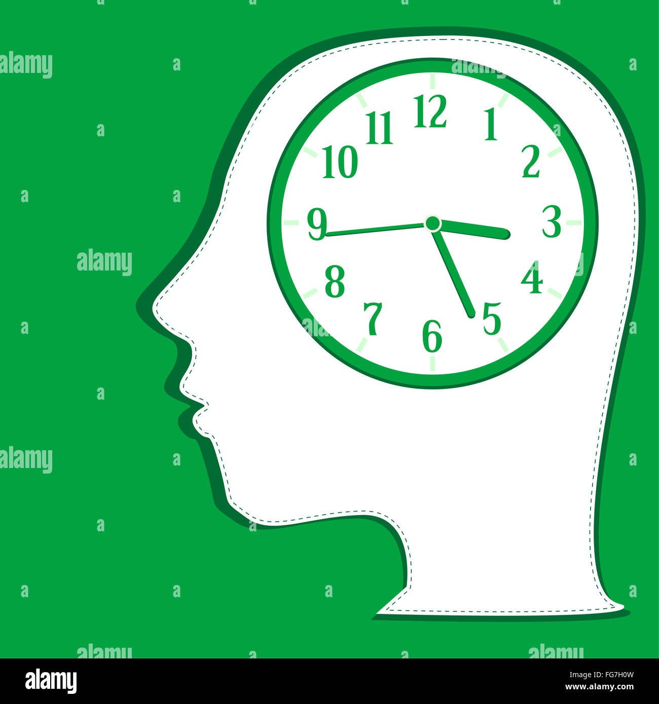 Illustration thinking concept human head clock hi-res stock photography ...