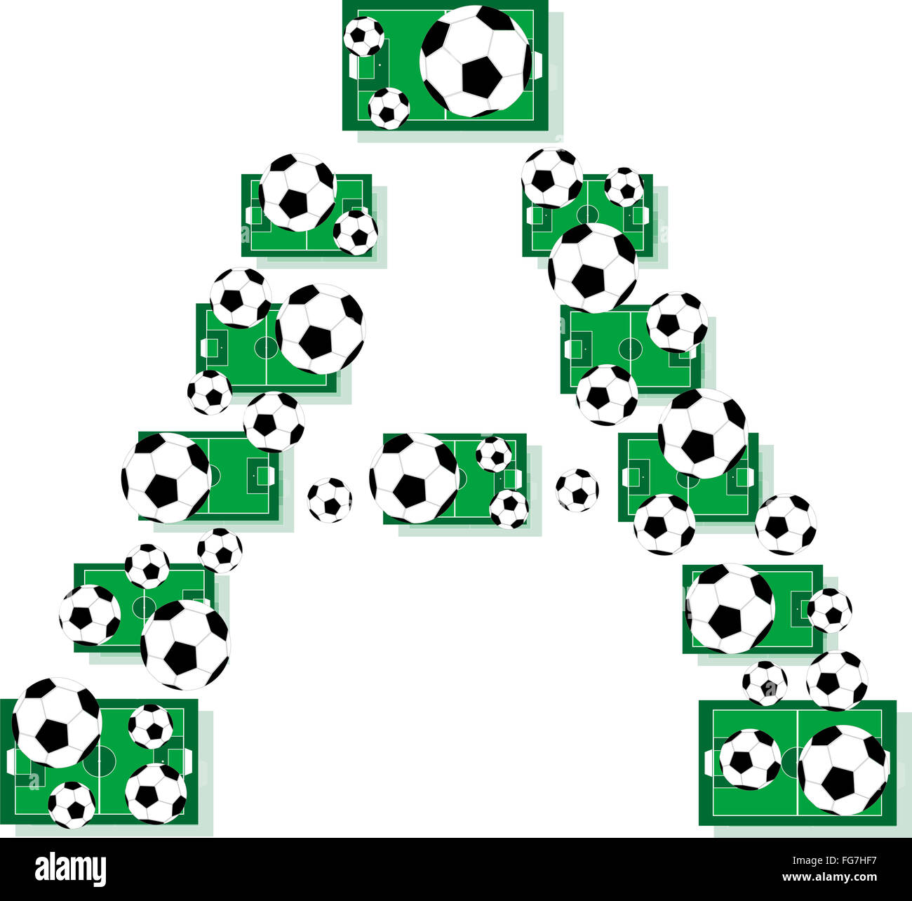 A, Alphabet Football letters made of soccer balls and fields Stock ...
