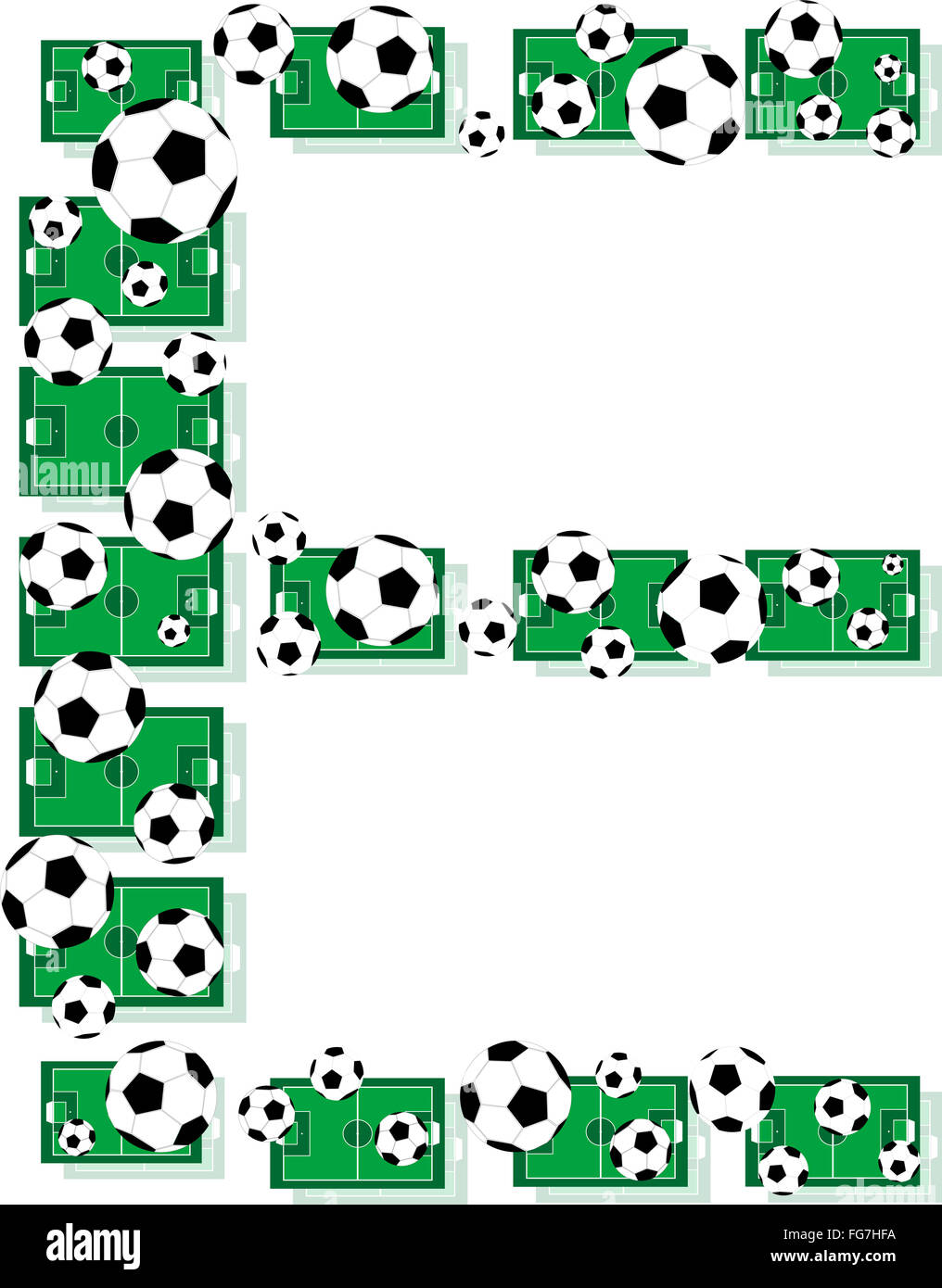 E, Alphabet Football letters made of soccer balls and fields Stock ...