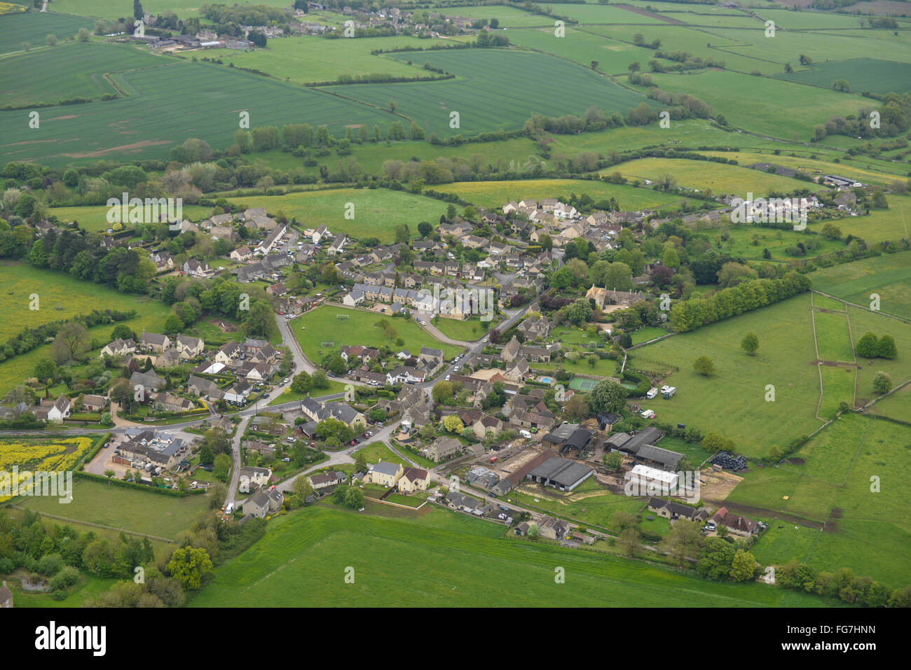 An aerial view of the Cotswold village of Luckington Stock Photo - Alamy