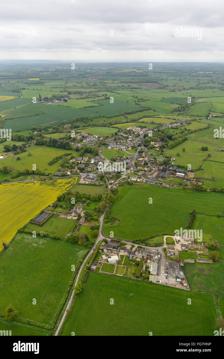 An aerial view of the Cotswold village of Luckington Stock Photo - Alamy