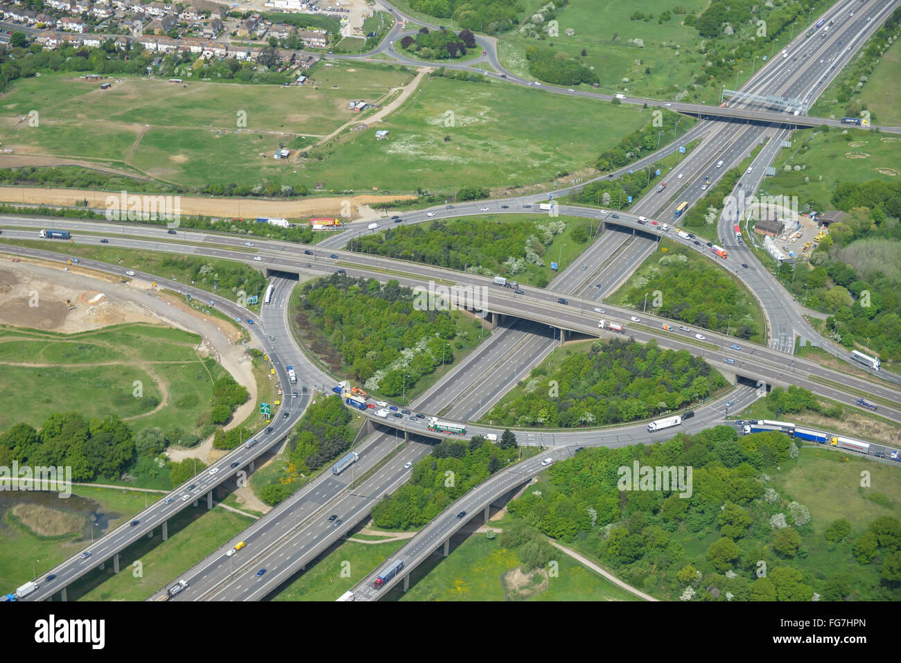 An aerial view of Junction 30 of the M25 Stock Photo - Alamy