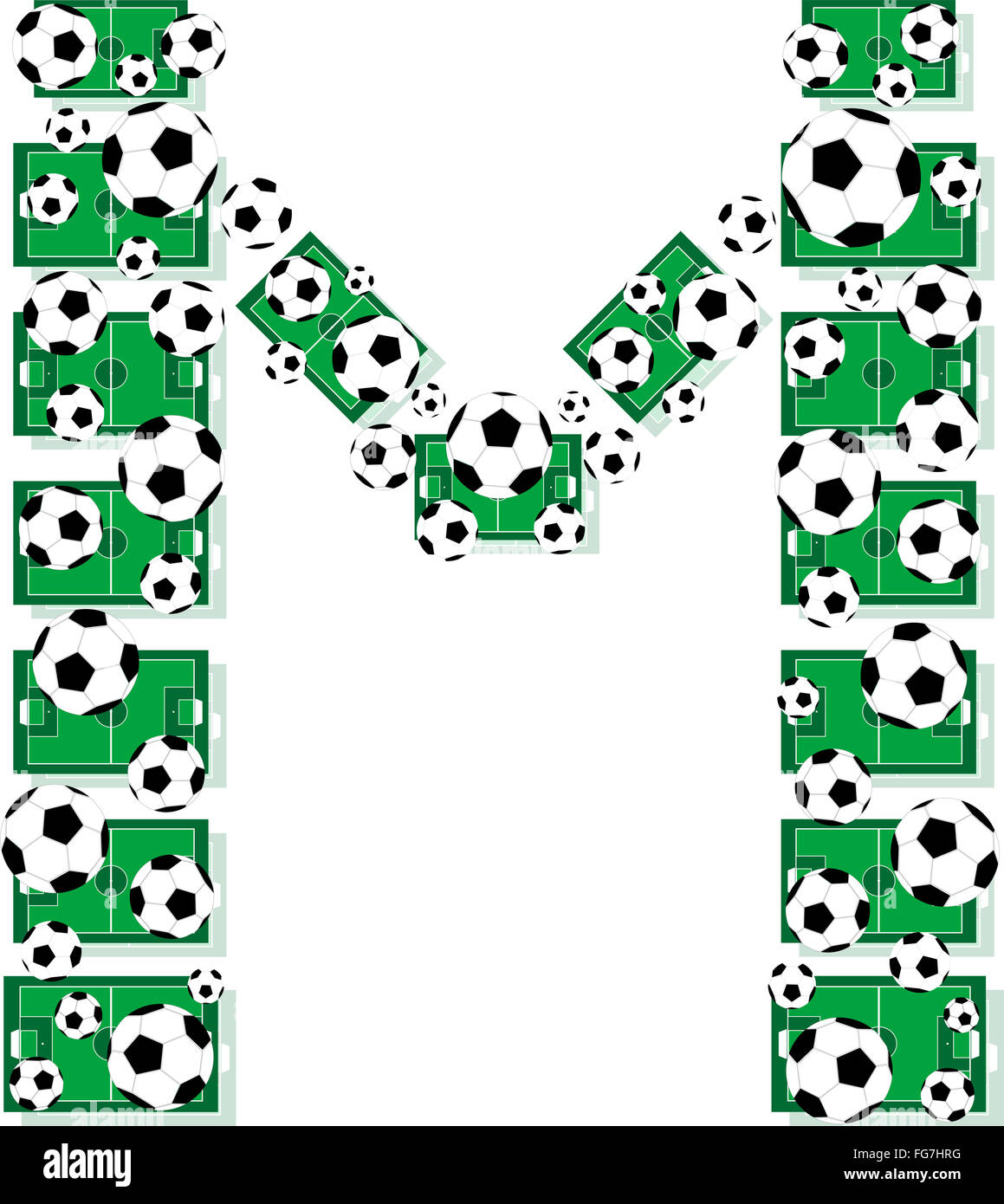 M, Alphabet Football letters made of soccer balls and fields Stock ...