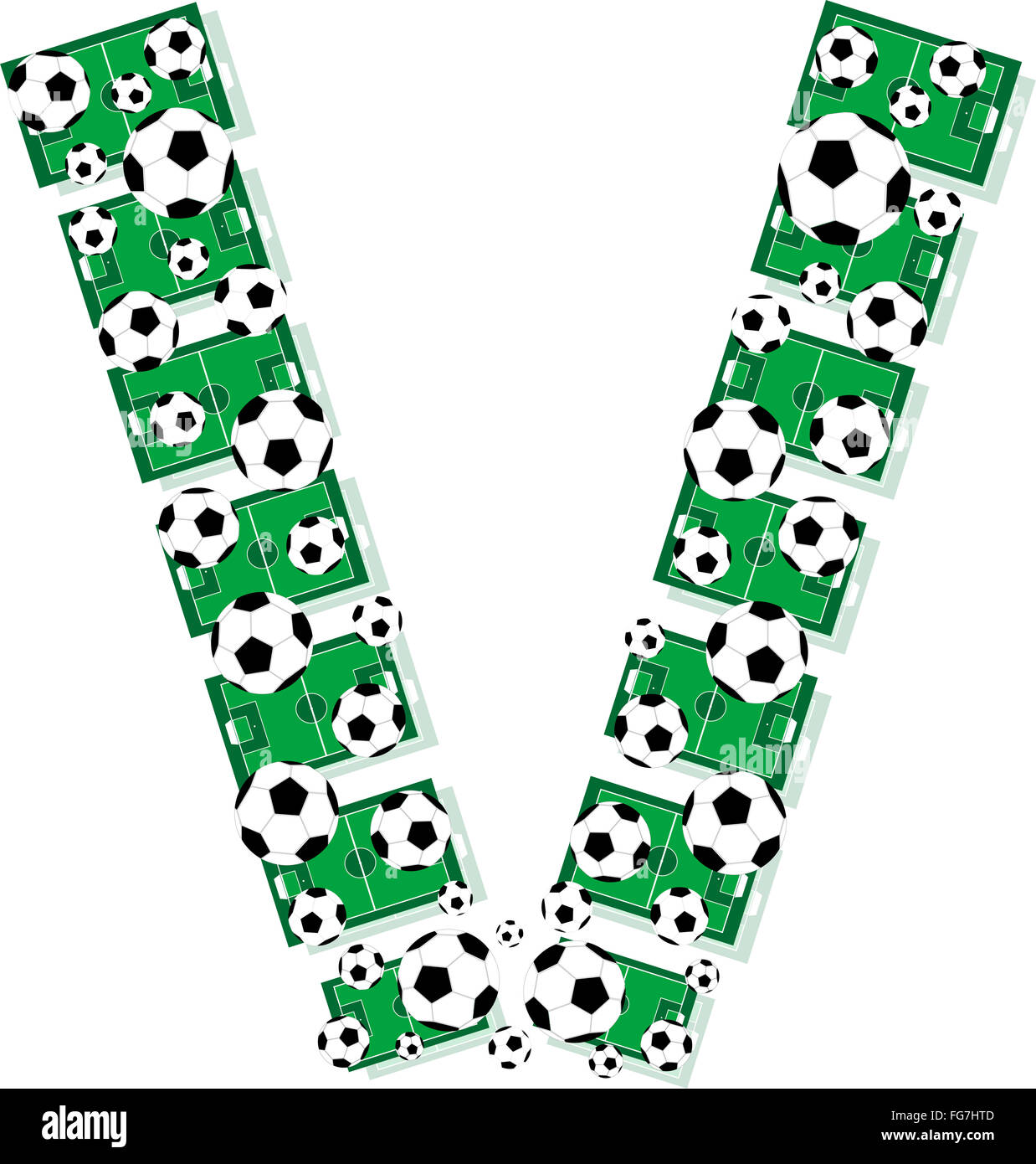 V, Alphabet Football letters made of soccer balls and fields Stock ...