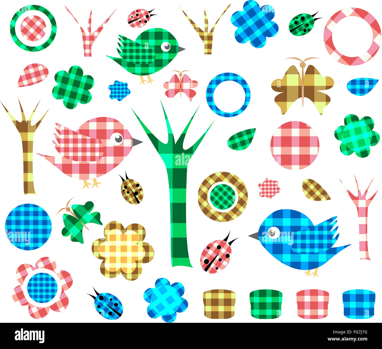 Nature textile stickers, Isolated On White Background Stock Photo - Alamy