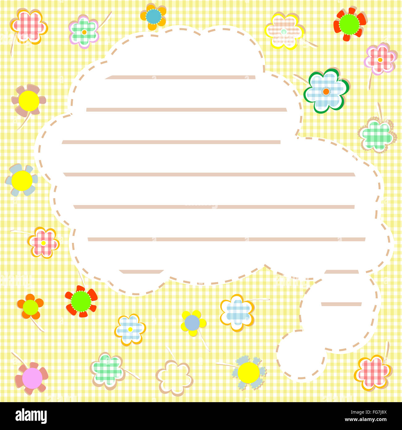 Gift. flowers and a note background vector card Stock Photo - Alamy