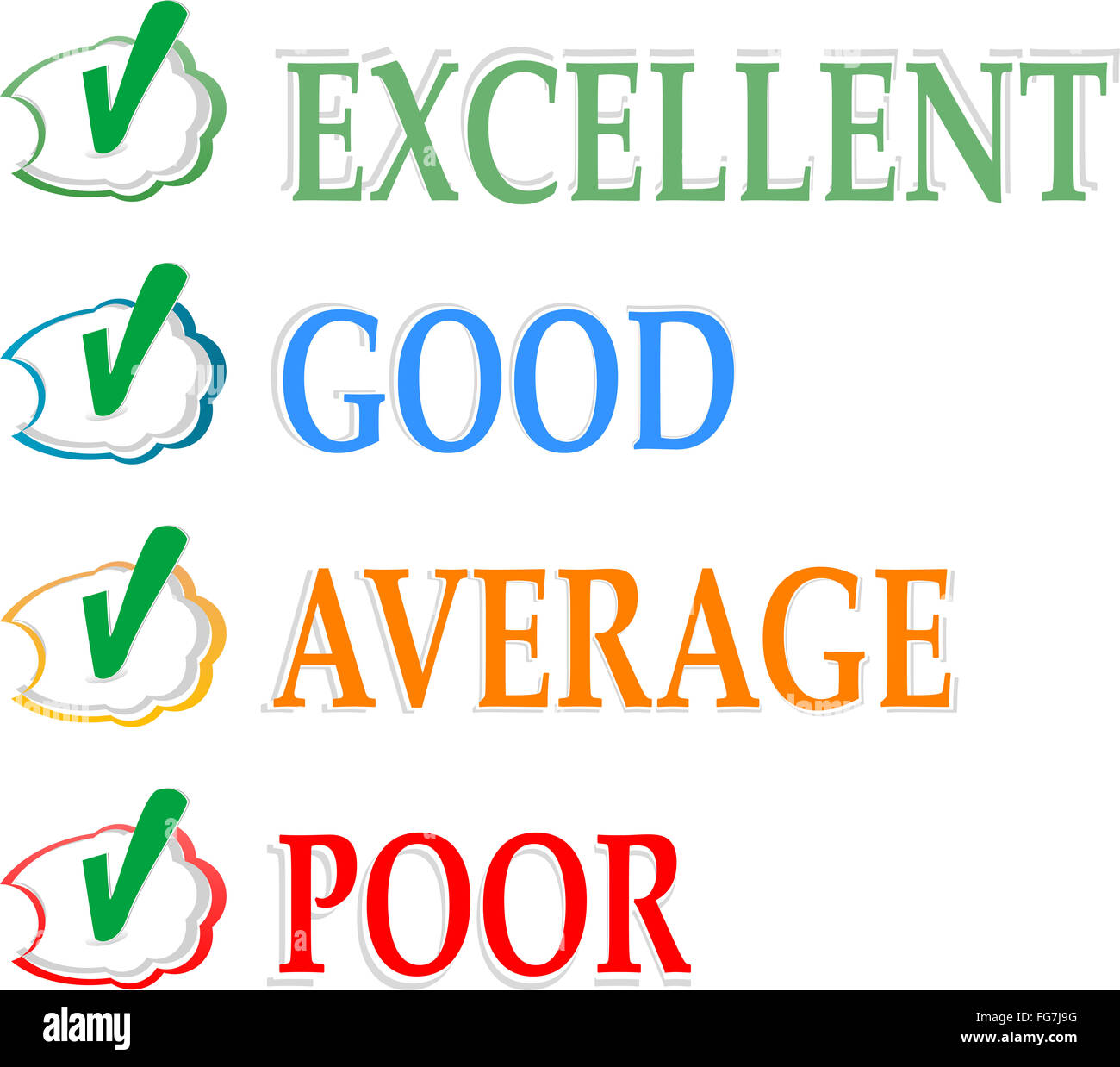 Bad poor fair good excellent hi-res stock photography and images - Alamy