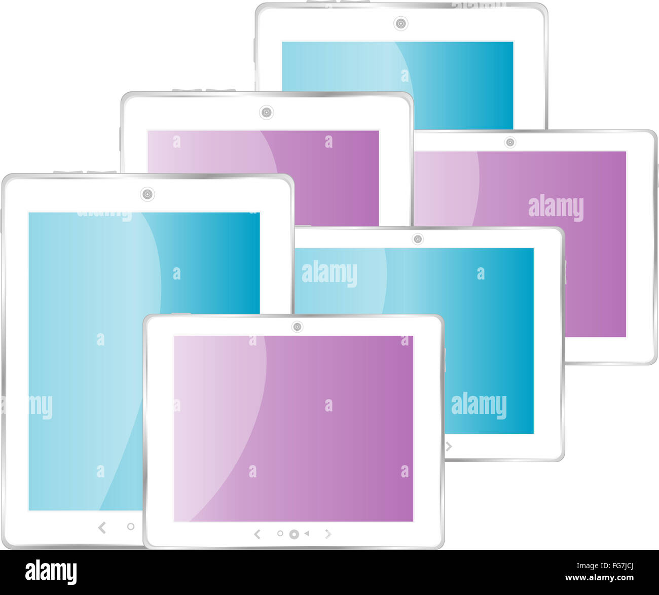 Black vector tablet pc set with multicolored screen Stock Photo - Alamy