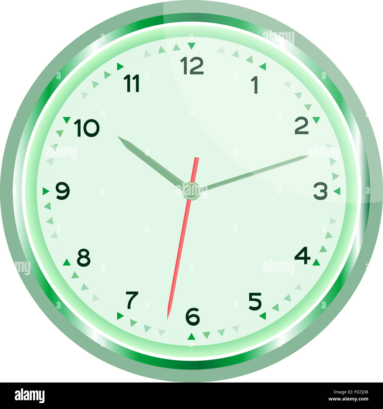 wall clock vector green Vintage isolated on white Stock Photo - Alamy