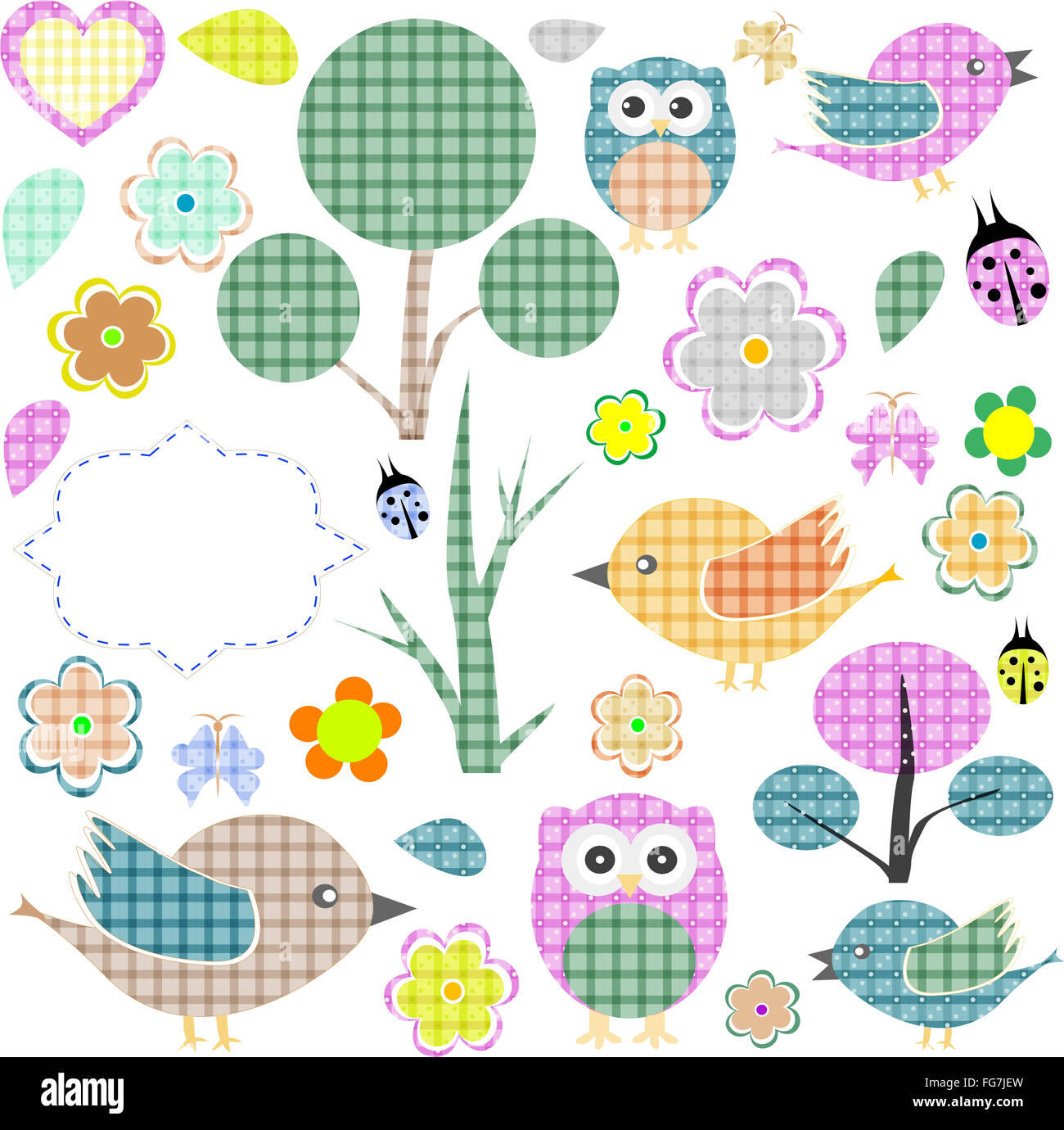 Set of nature textile stickers Stock Photo - Alamy
