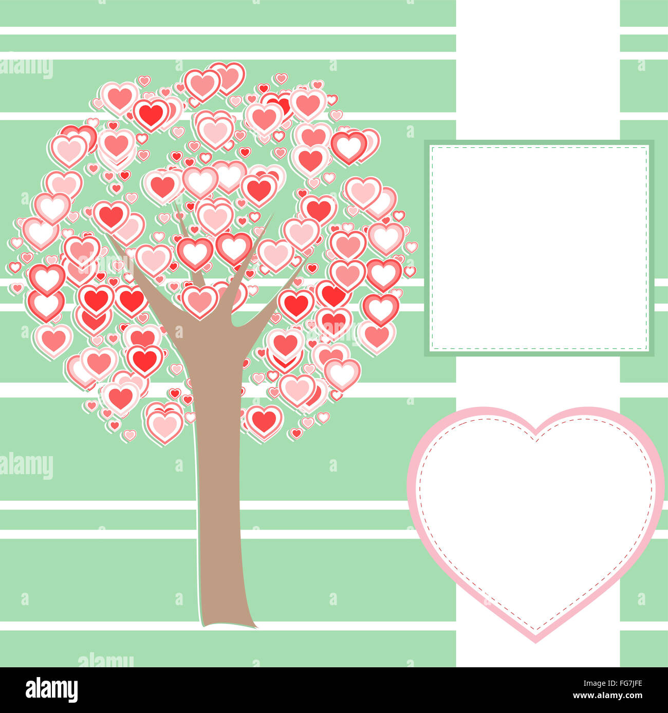 stylized love tree made of hearts with a message Stock Photo - Alamy