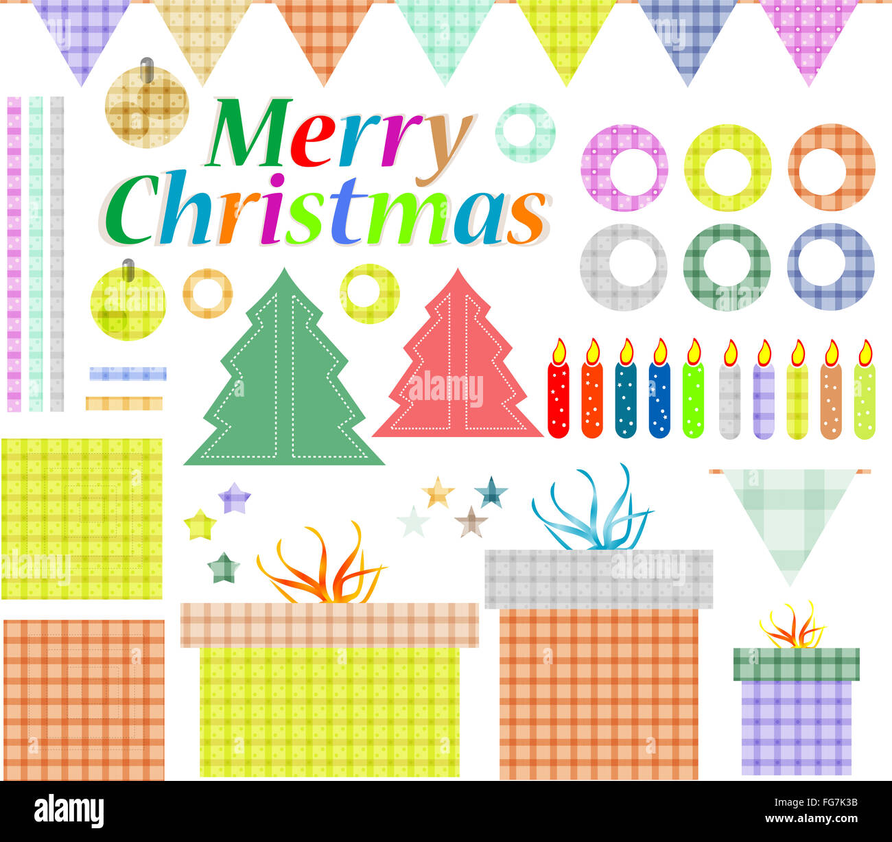 Big set of Christmas stuff. gift decoration Stock Photo - Alamy
