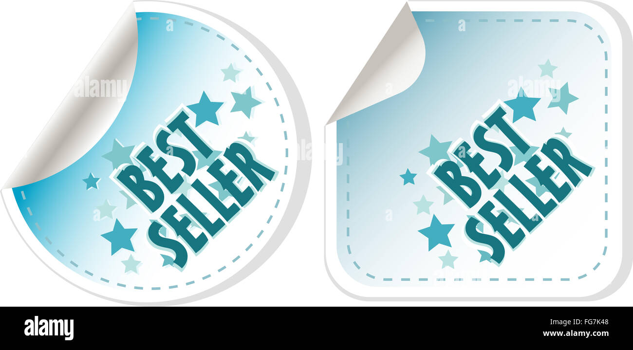 Best seller blue stickers set. vector label Stock Photo - Alamy