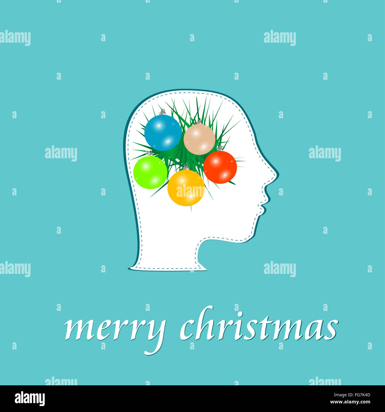 merry christmas symbol in human head. vector Stock Photo - Alamy