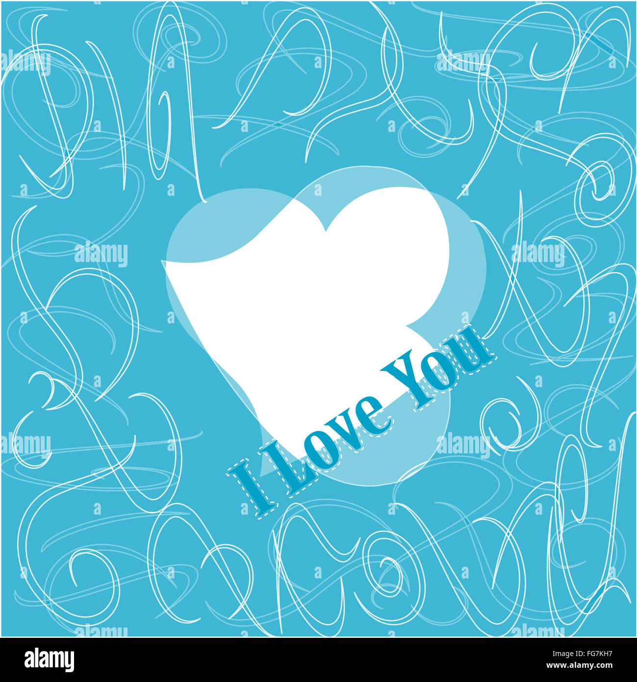 I love you. Romantic valentines blue pattern Stock Photo - Alamy