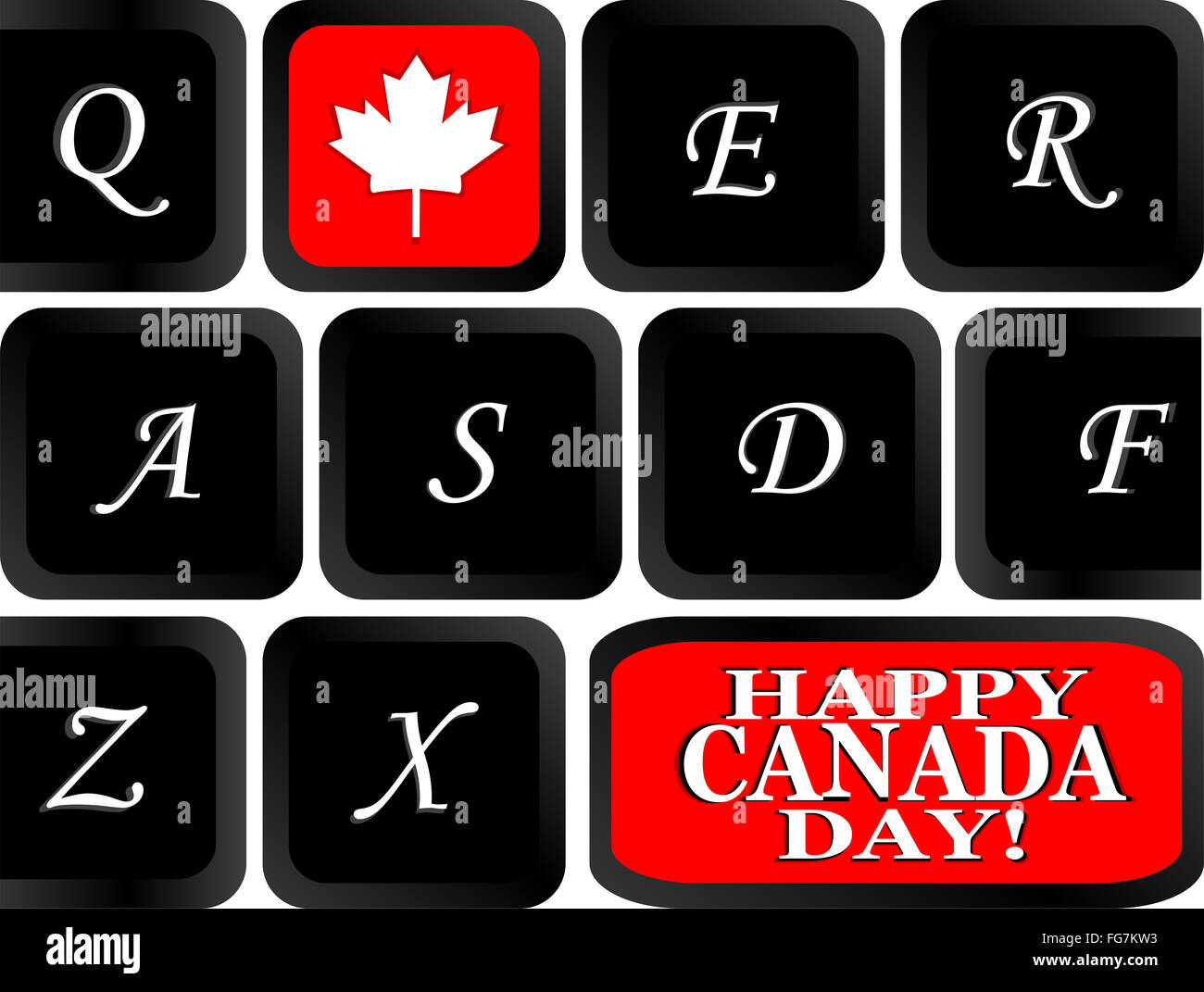 Computer keyboard with the Canadian flag on it Stock Photo - Alamy