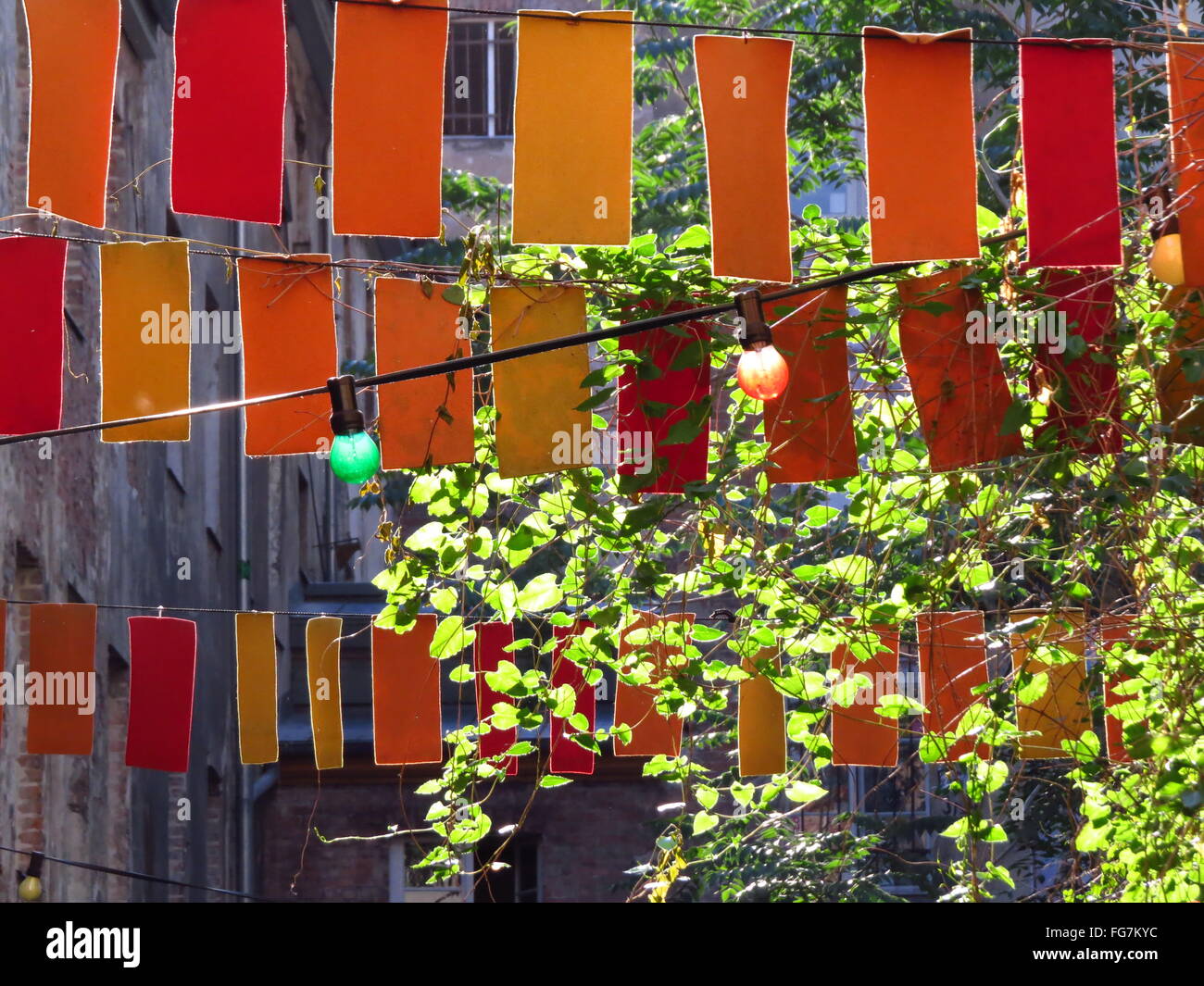Hanging flags bunting hi-res stock photography and images - Alamy