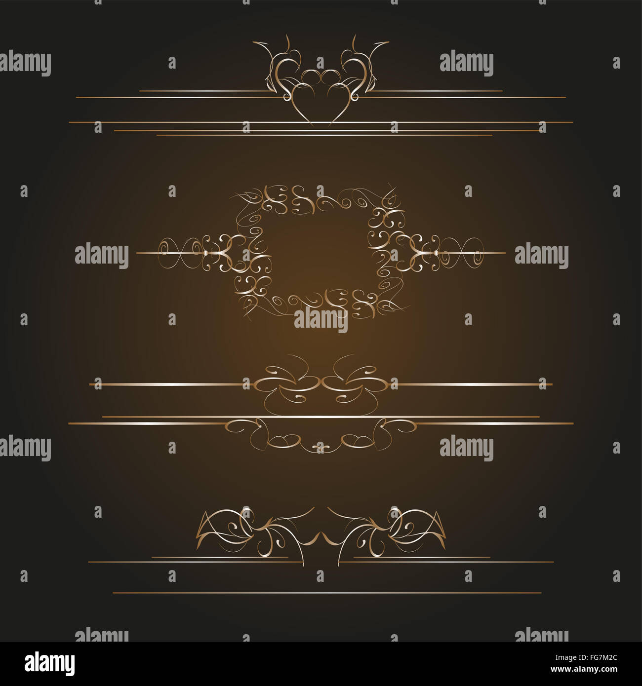 Calligraphic old elements vintage decor vector Stock Photo - Alamy
