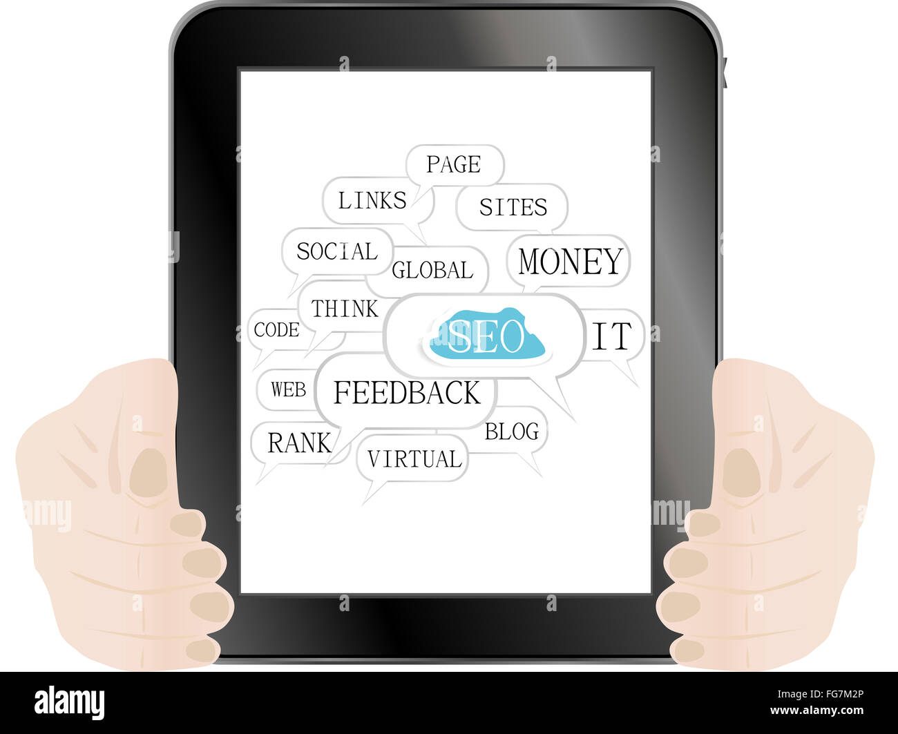 tablet pc with SEO sign and tags on optimization Stock Photo - Alamy