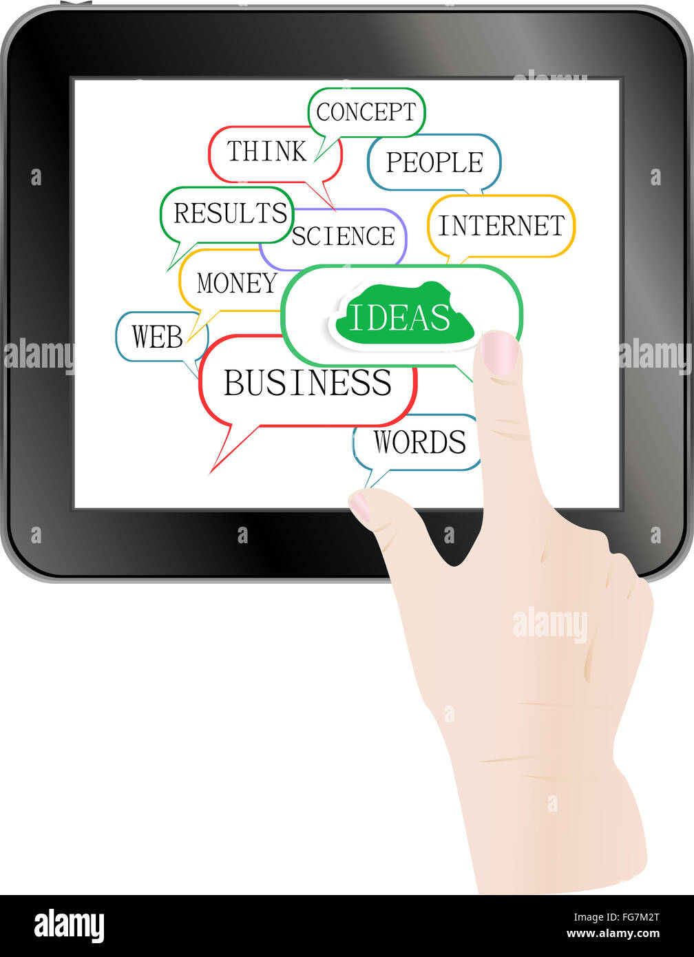 hand touching tablet pc screen Stock Photo - Alamy