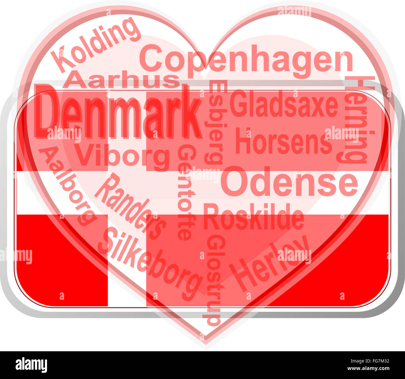 denmark in heart. Icon of denmark national flag. vector Stock Photo - Alamy