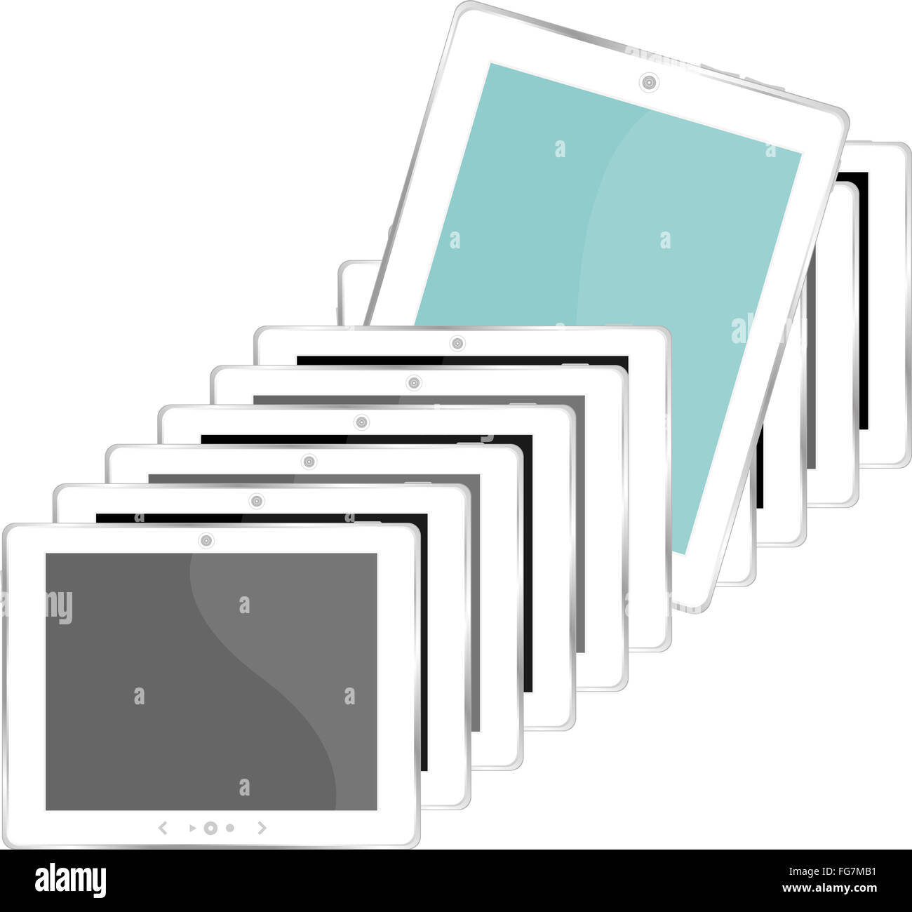 vector illustration of white tablet pc set - isolated Stock Photo - Alamy