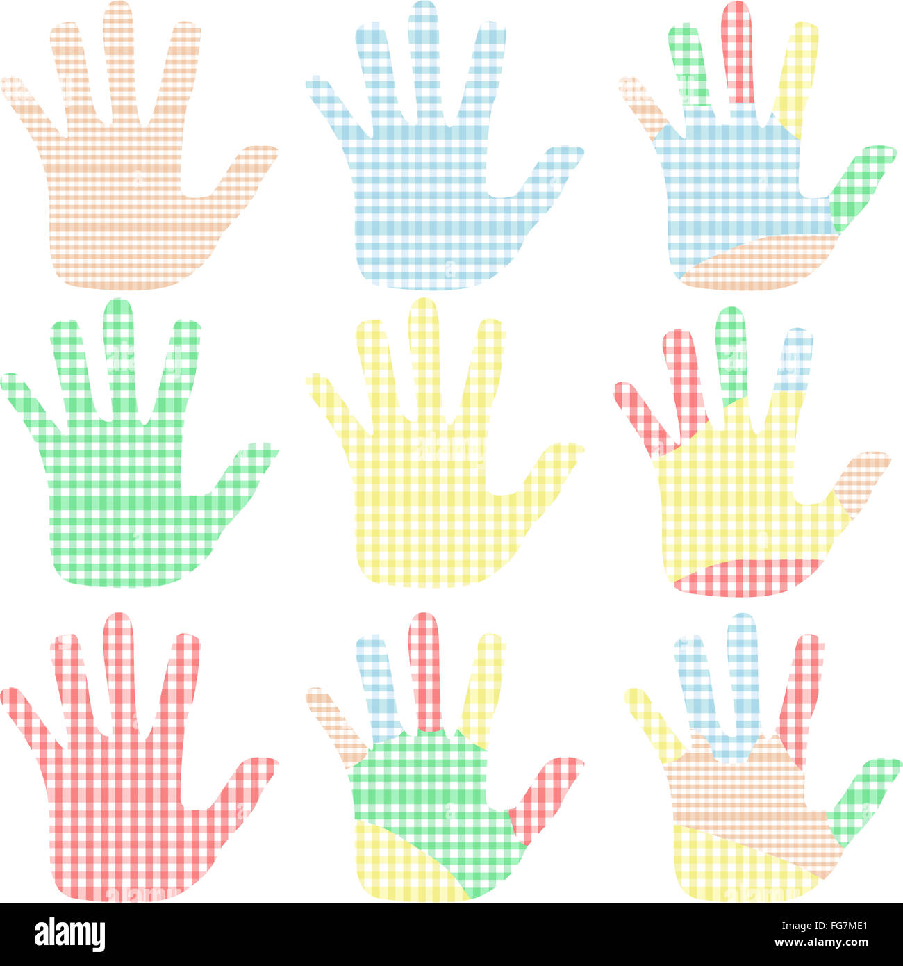 set of colorful hand prints isolated on white Vector Stock Photo - Alamy